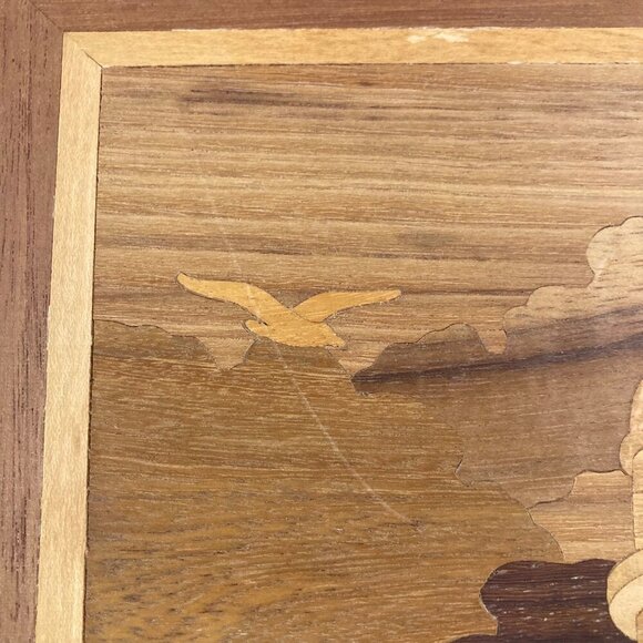 Eric Erstling | Wall Decor | Mcm Vintage Framed Marquetry Wood Inlay ...